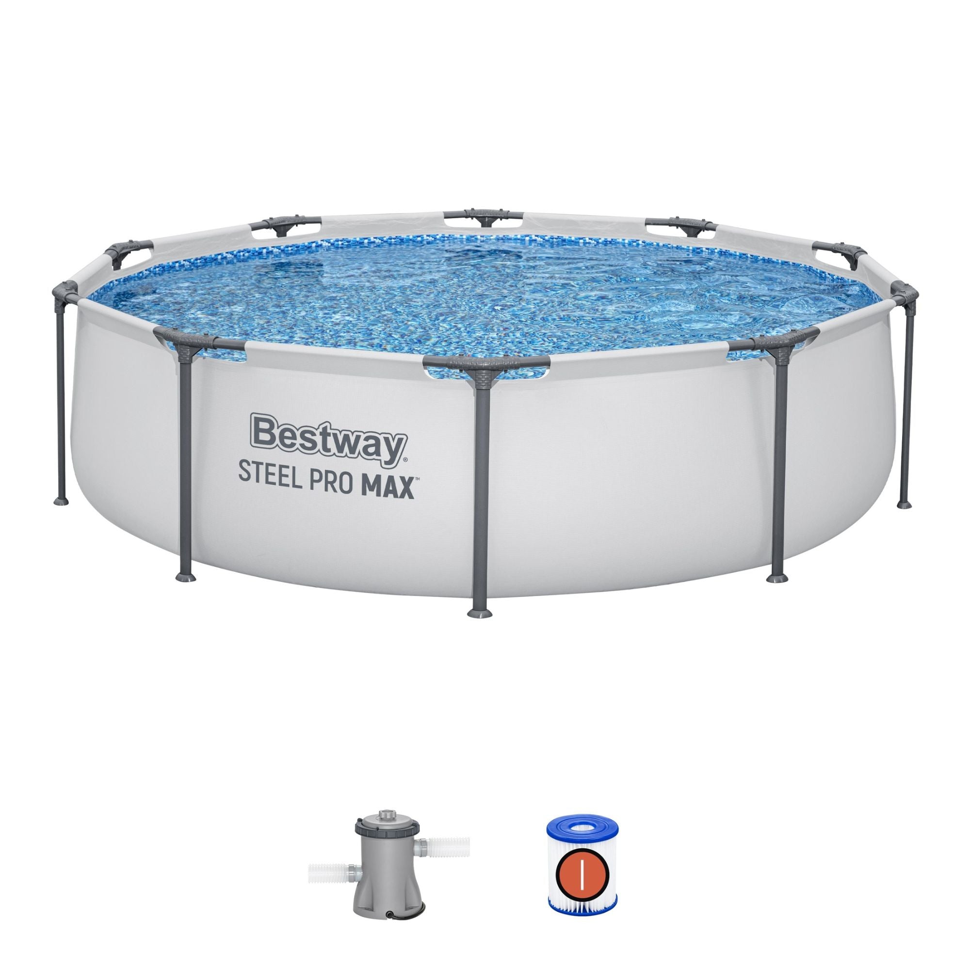 10ft Steel Pro Max Swimming Pool - Grey - Round | Bestway Store UK ...