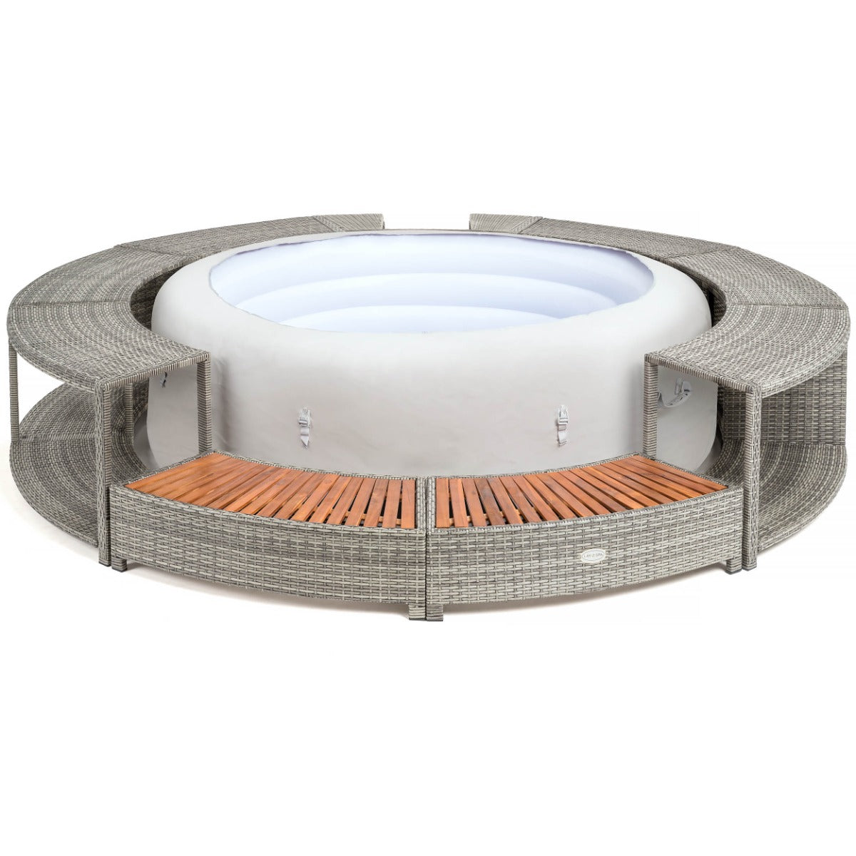 Round Rattan Hot Tub Surround 200cm Grey | Bestway UK